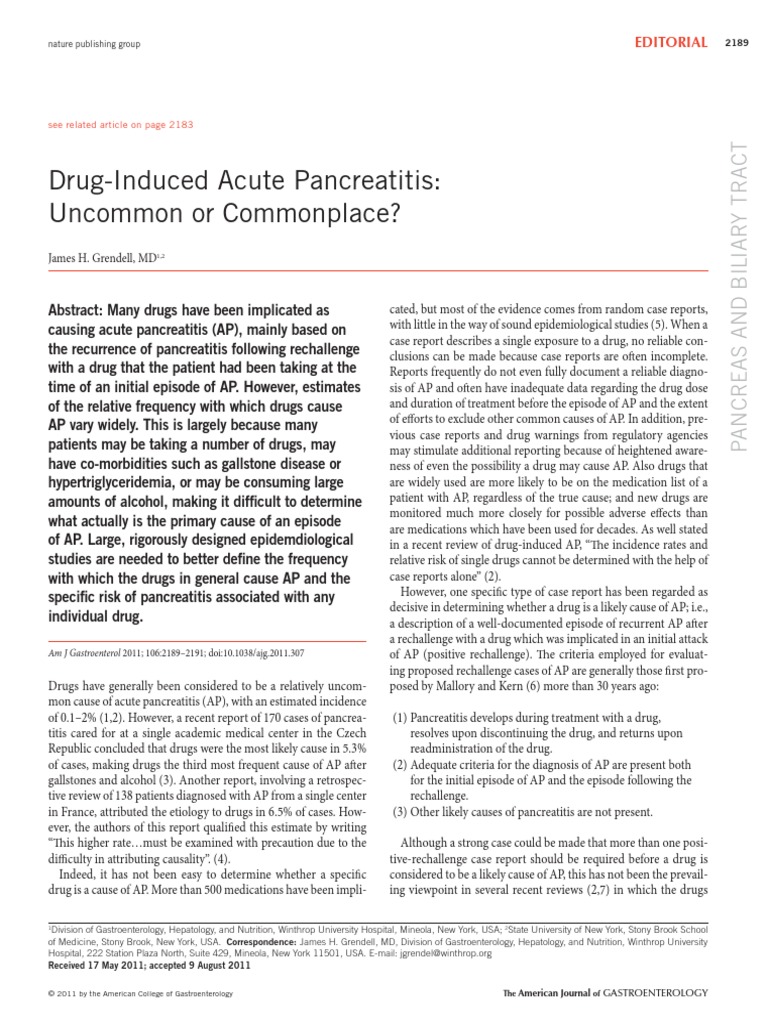Drug-Induced Acute Pancreatitis | PDF | Medical Diagnosis ...