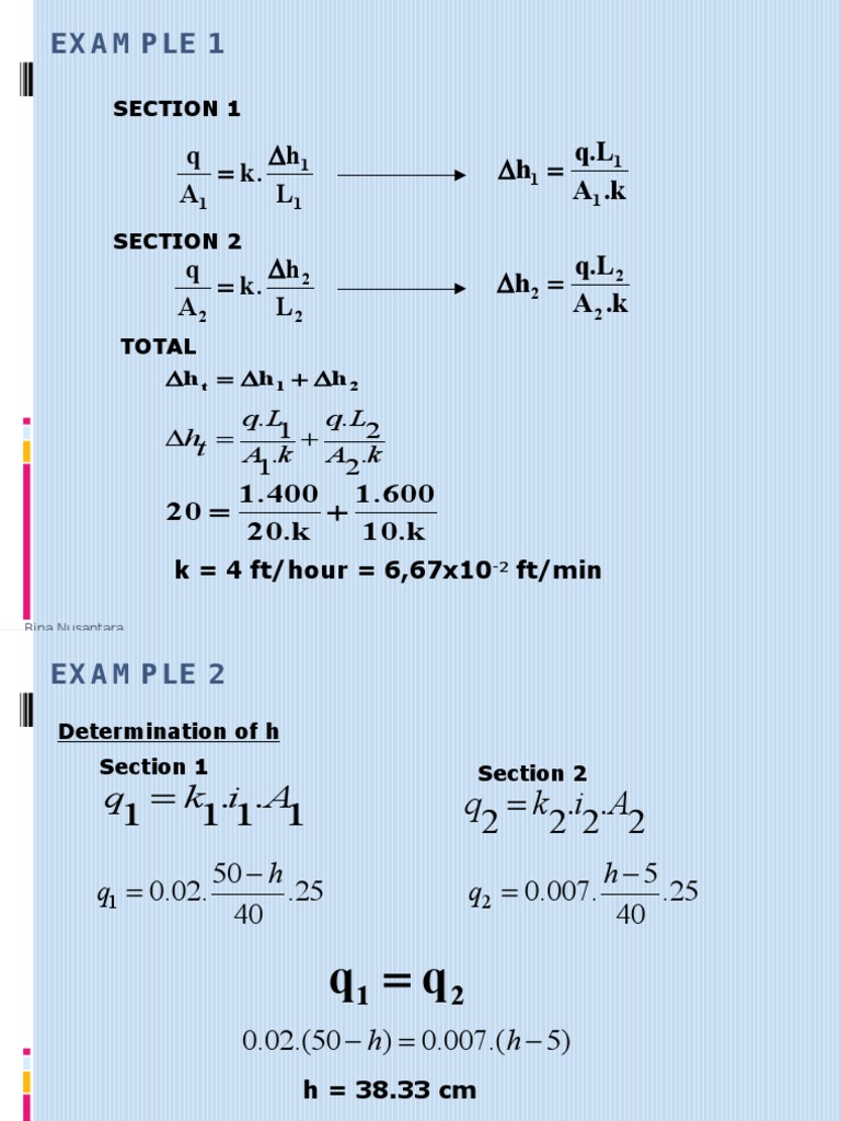 Flow Nets Calculation Examples | PDF | Teaching Methods & Materials ...