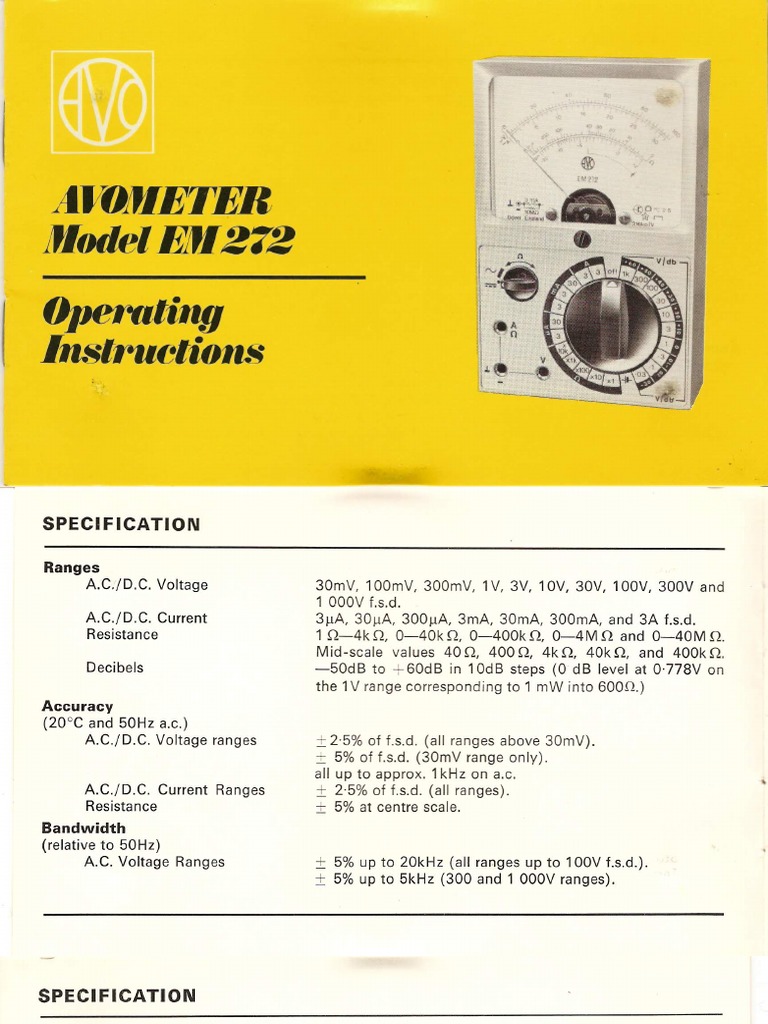 AVO EM272 Instructions | PDF