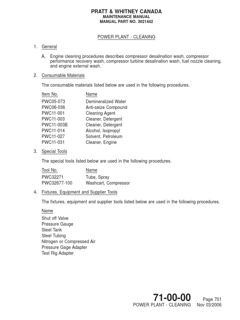 PT6A-42A Wash Procedure | PDF | Duct (Flow) | Gas Compressor