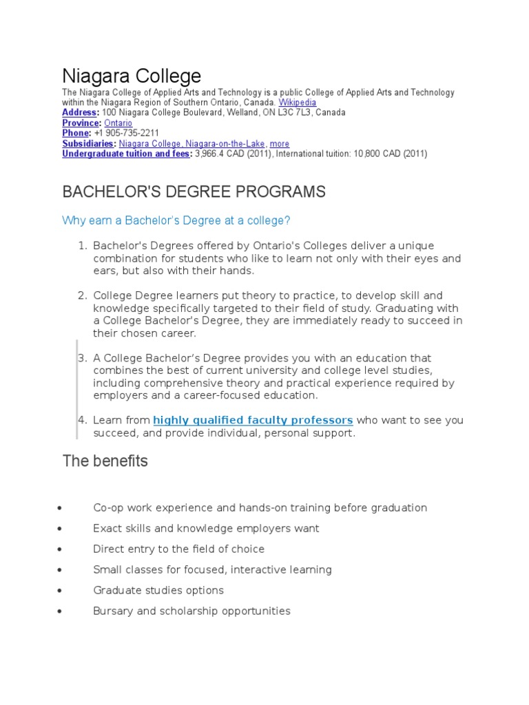 Niagara College | PDF | Postgraduate Education | Academic Degree