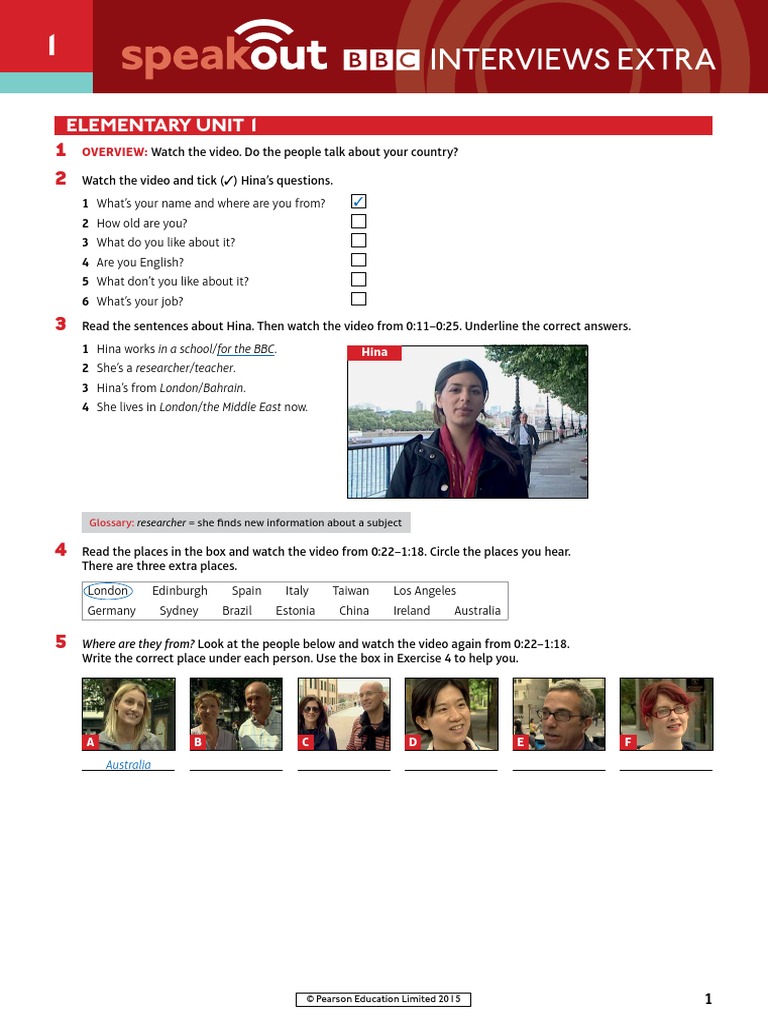 SO E U1 Interviews Worksheet | PDF