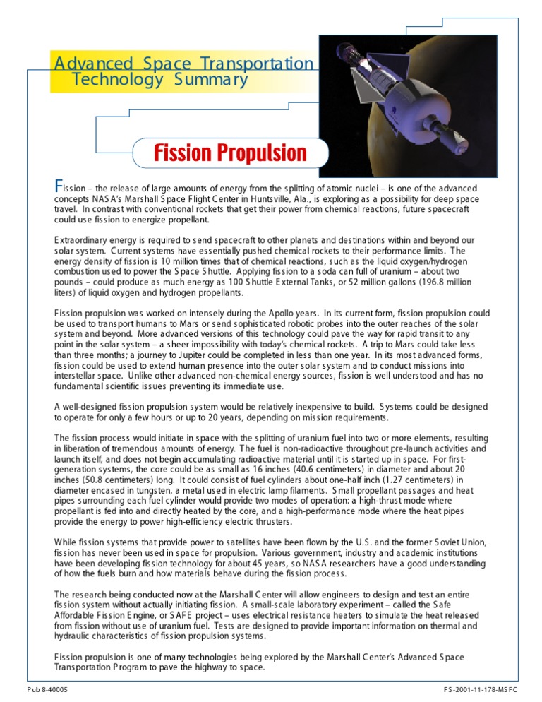 NASA 173600main Fission Propulsion | PDF | Rocket | Physical Sciences
