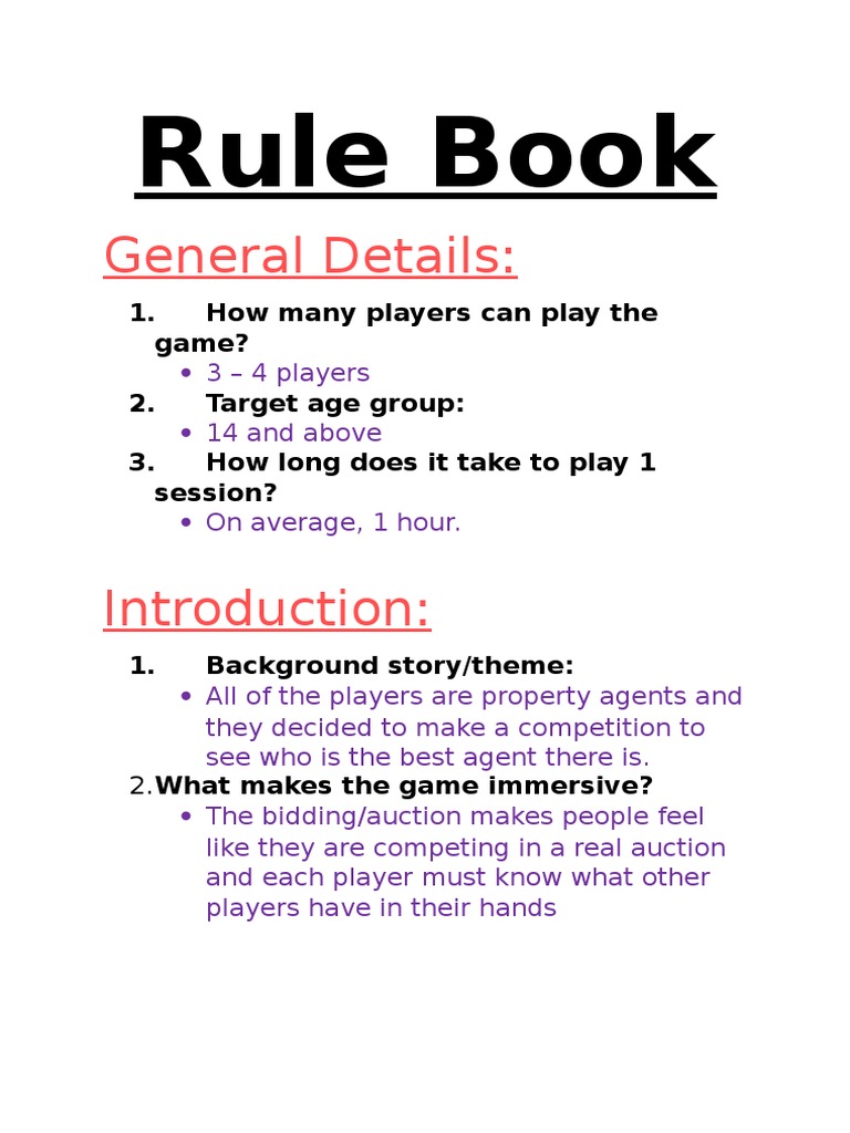 Rule Book | PDF | Auction | Economies