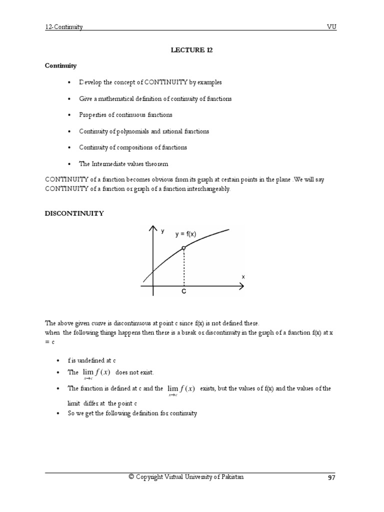 Continuity Lim Lim Pdf Continuous Function Function Mathematics