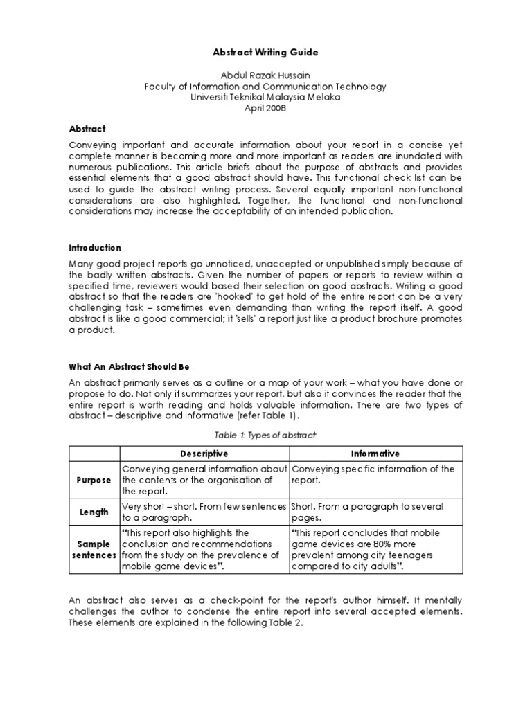 AbdulRazak2008 - Abstract Writing Guide | PDF | Abstract (Summary ...