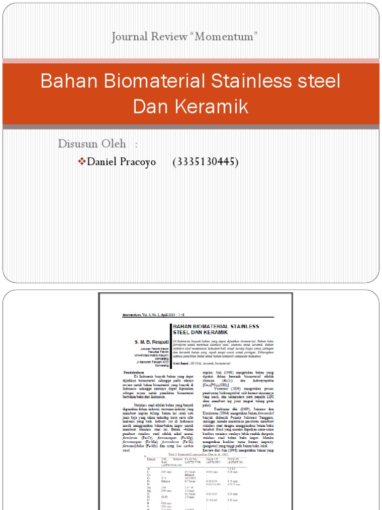 Bahan Biomaterial Stainless Steel Dan Keramik | PDF | Teknologi & Rekayasa