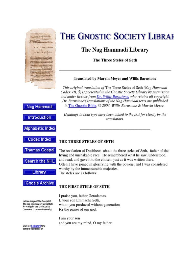 The Three Steles of Seth | PDF | Gnosticism | Salvation