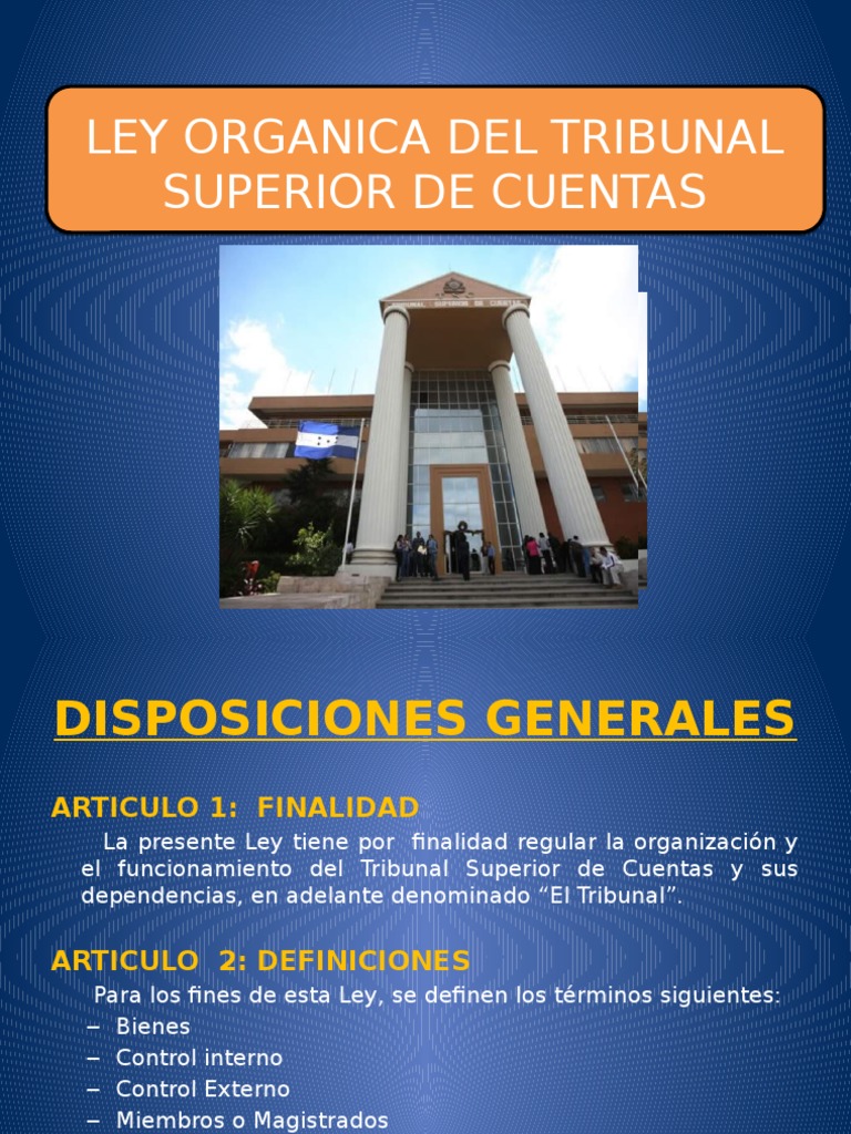 Ley Organica Del Tribunal Superior De Cuentas Pptx Auditoría