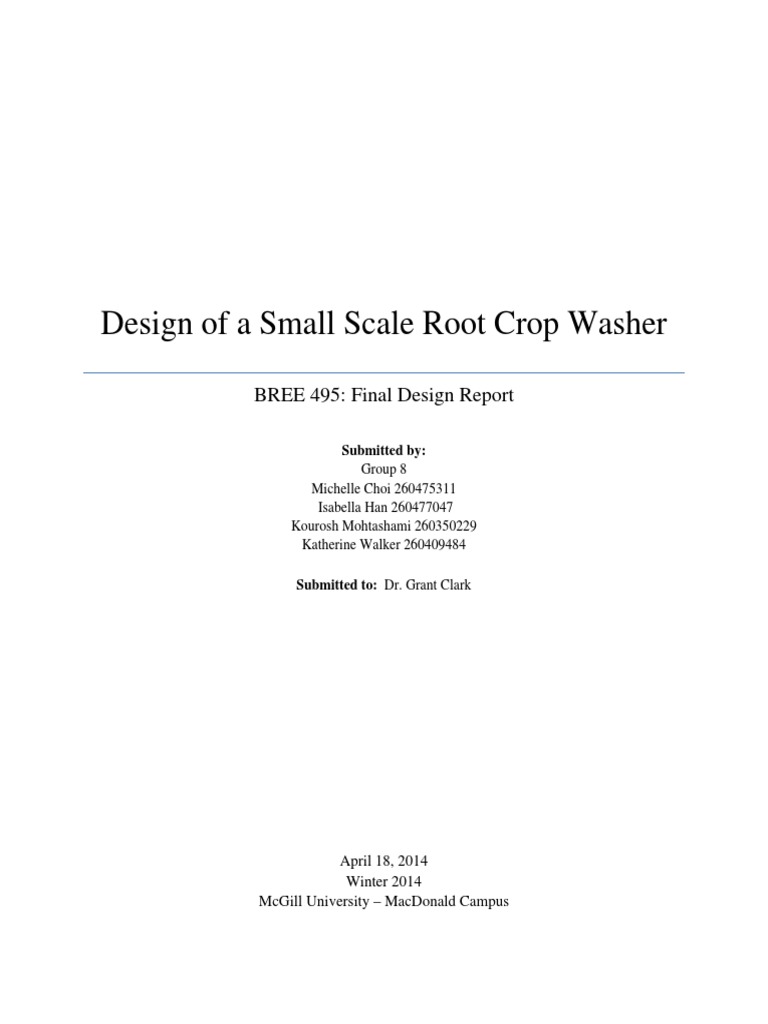 Design of A Small Scale Root Crop Washer PDF | PDF | Gear | Belt ...