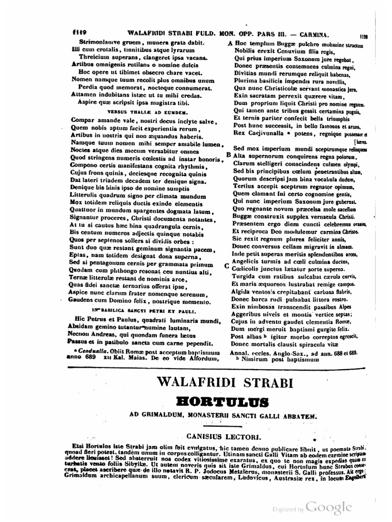 Hortulus - Walafridus Strabo | PDF