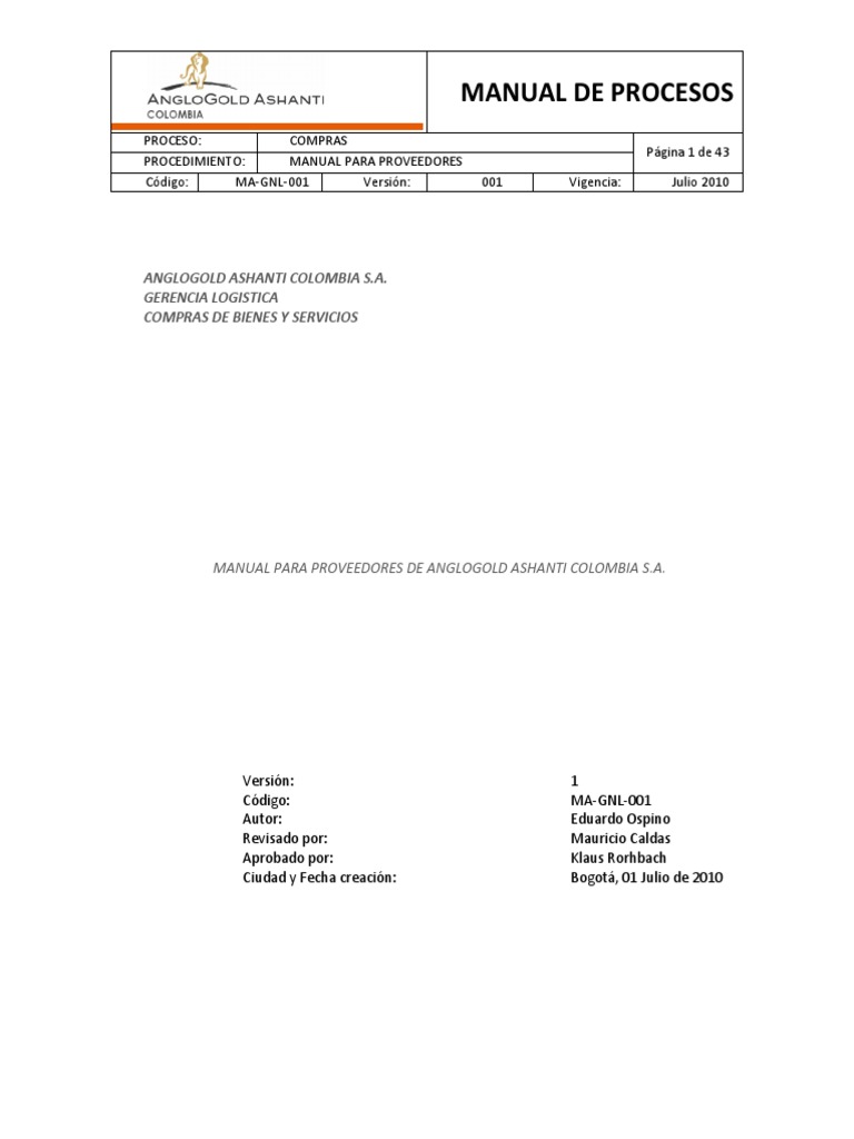 Manual para Proveedores | PDF | Calidad (comercial) | Responsabilidad social corporativa