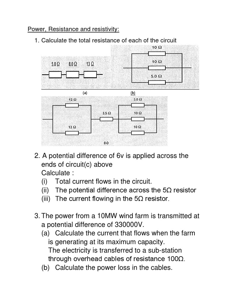 Circuit Resistance and Power Calculations | PDF | Science & Mathematics
