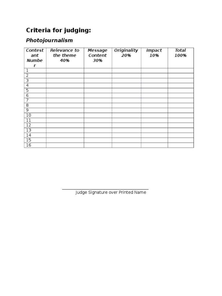 Criteria For Judging:: Photojournalism | PDF