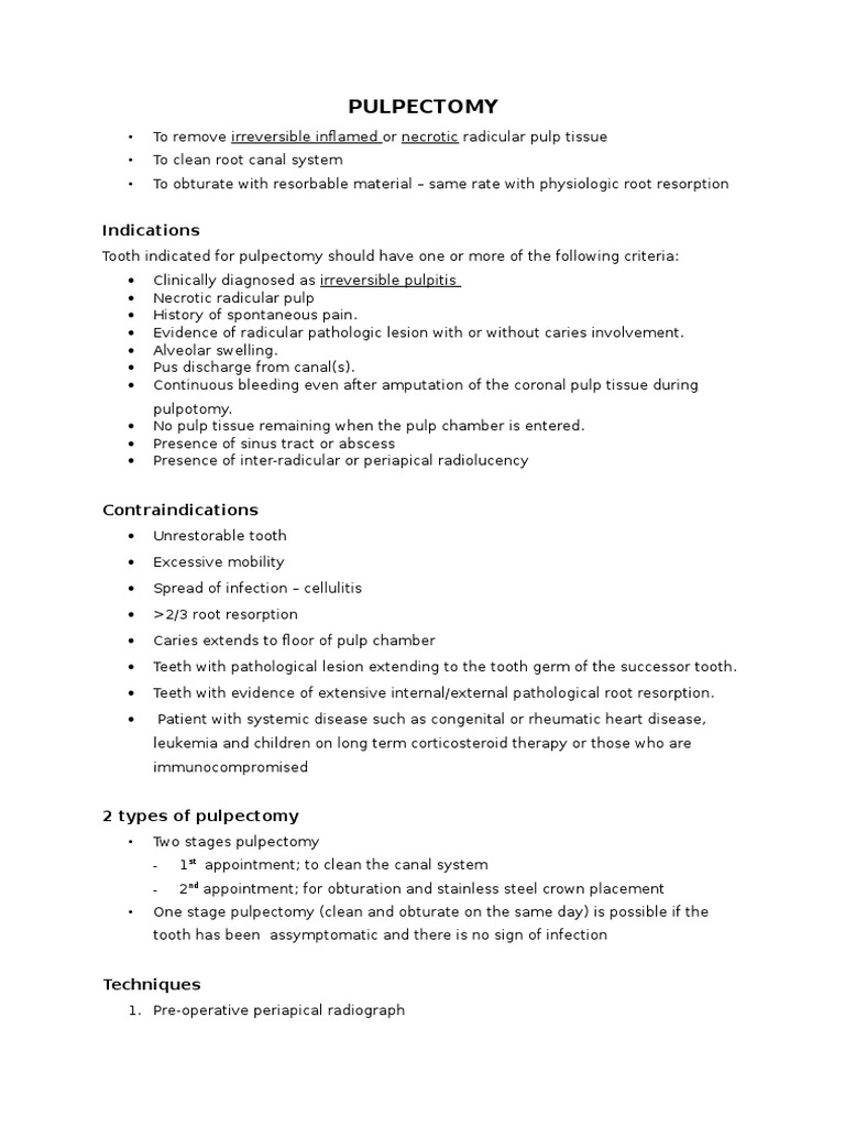 Pulpectomy | Medical Specialties | Clinical Medicine