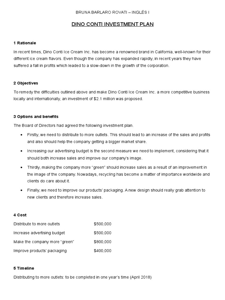 Investment Plan 2017 - Dino Conti | PDF