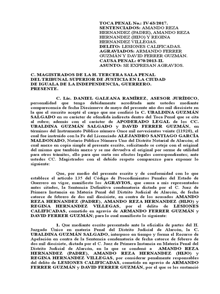 Agravios | PDF | Sentencia (Ley) | Derecho penal