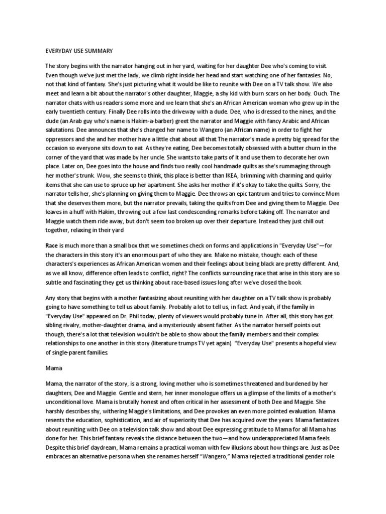 Everyday Use | PDF | Narration