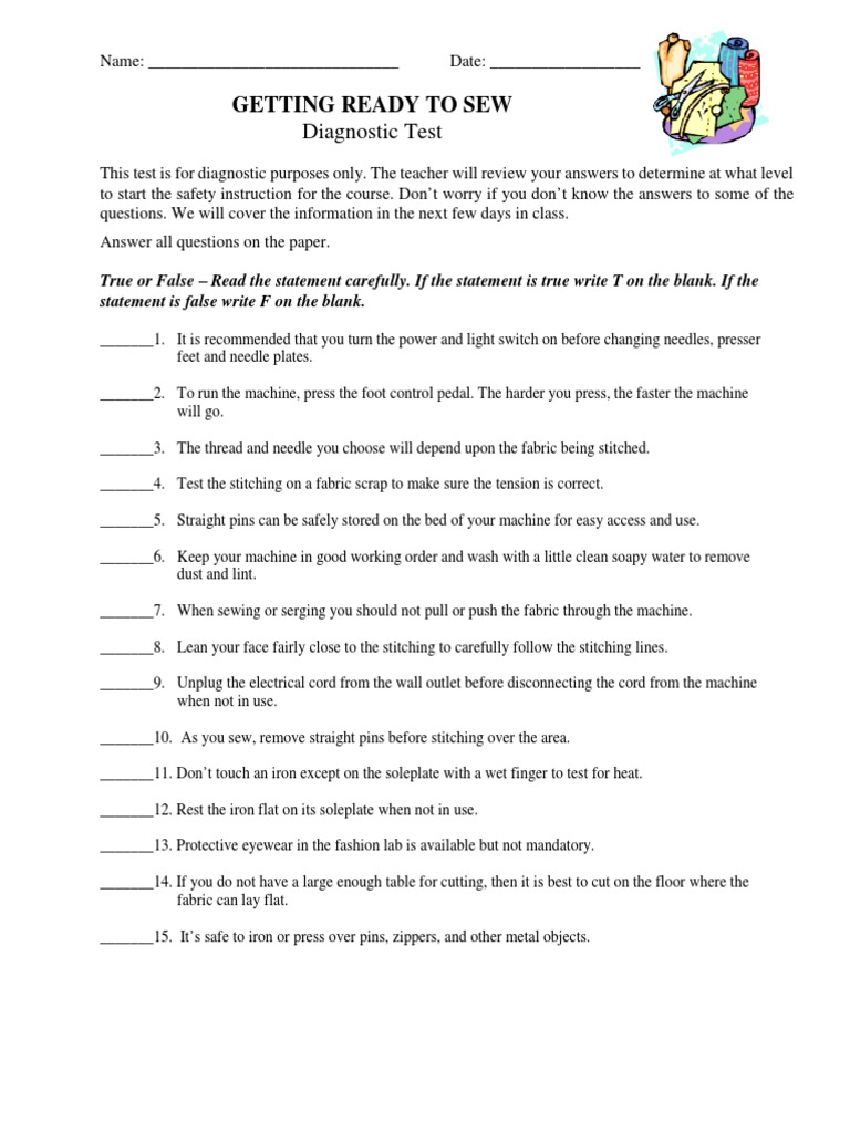 Sewing Diagnostic Quiz | Download Free PDF | Sewing | Sewing Machine
