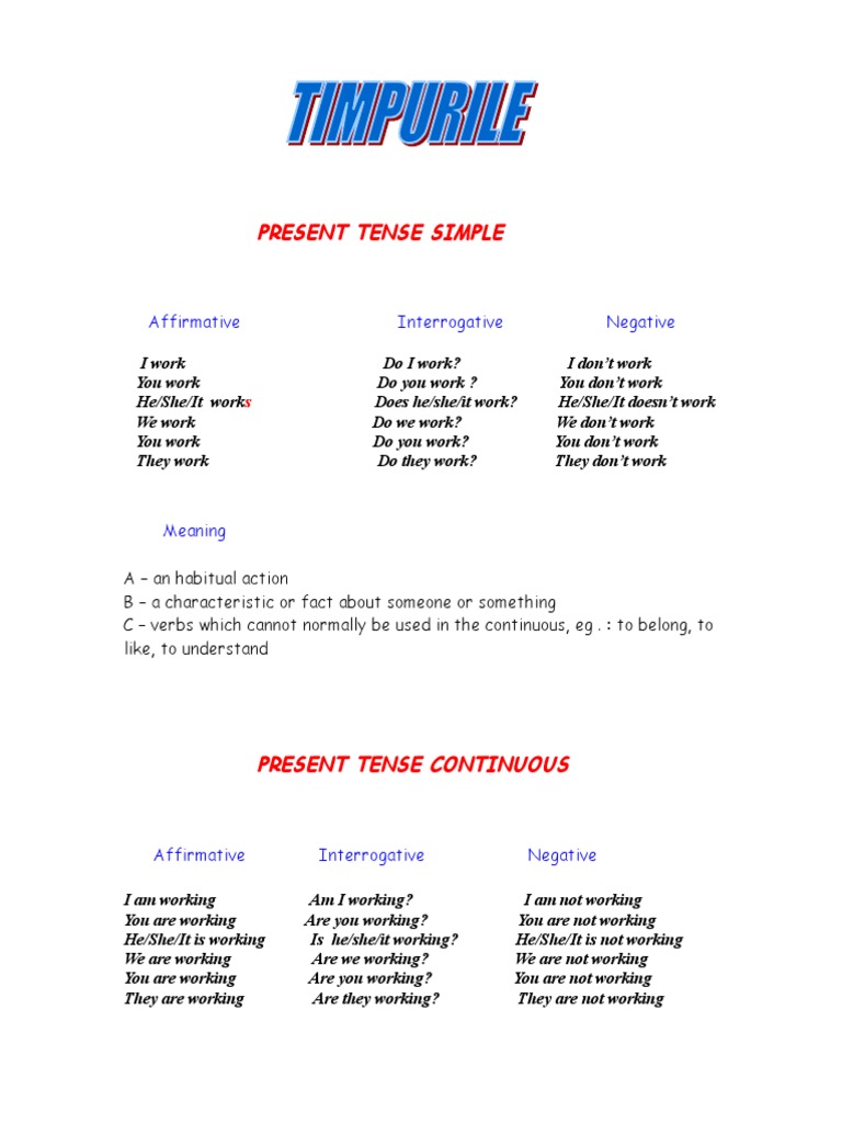 Timpurile Verbale in Engleza | PDF | Grammatical Tense | Language Mechanics