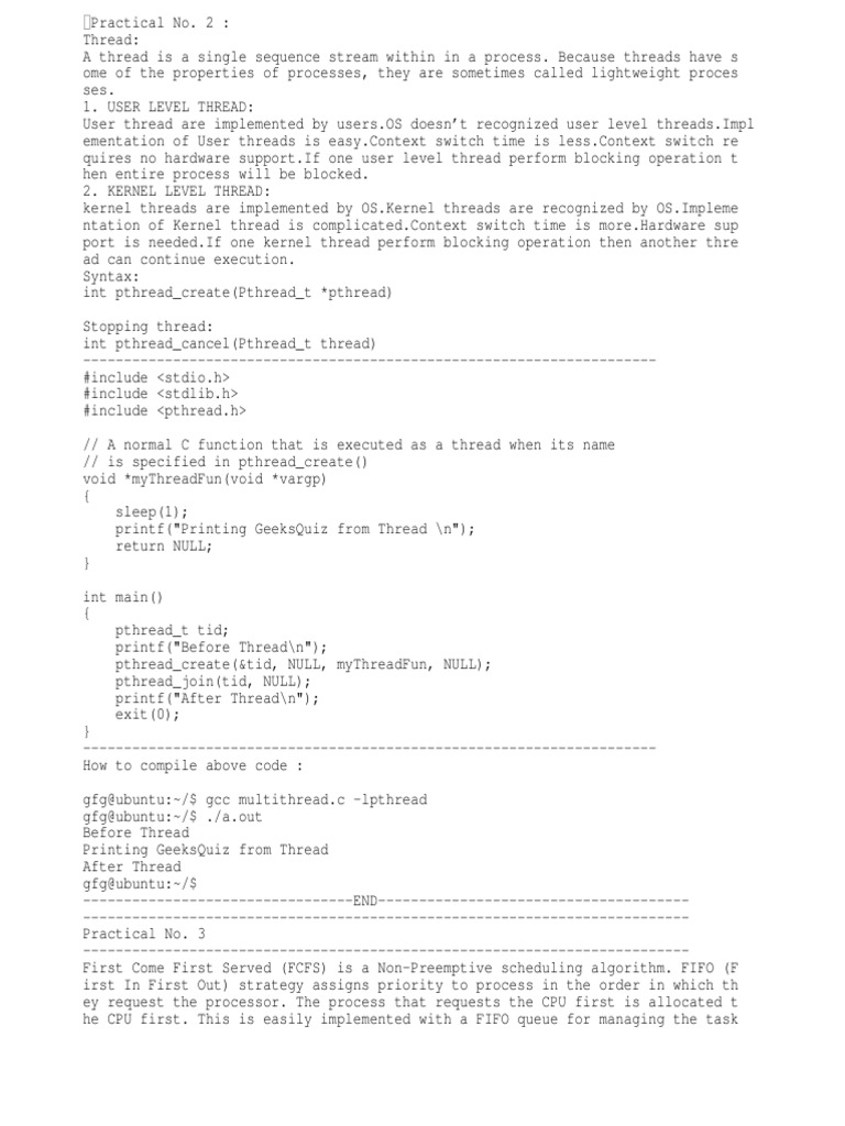 Practicals | PDF | Scheduling (Computing) | Operating System