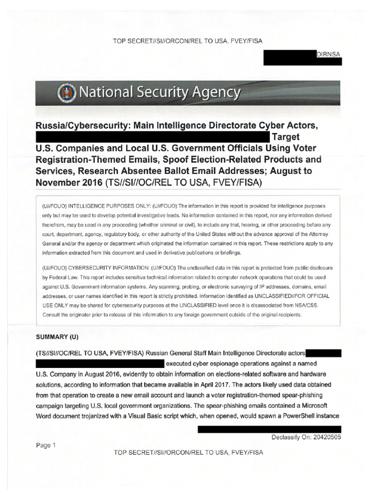 NSA Report On Russia Spearphishing | PDF