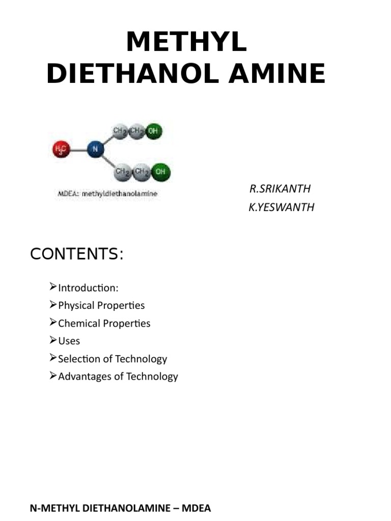 Methyl Diethanolamine Overview and Uses | PDF | Amine | Hydrogen