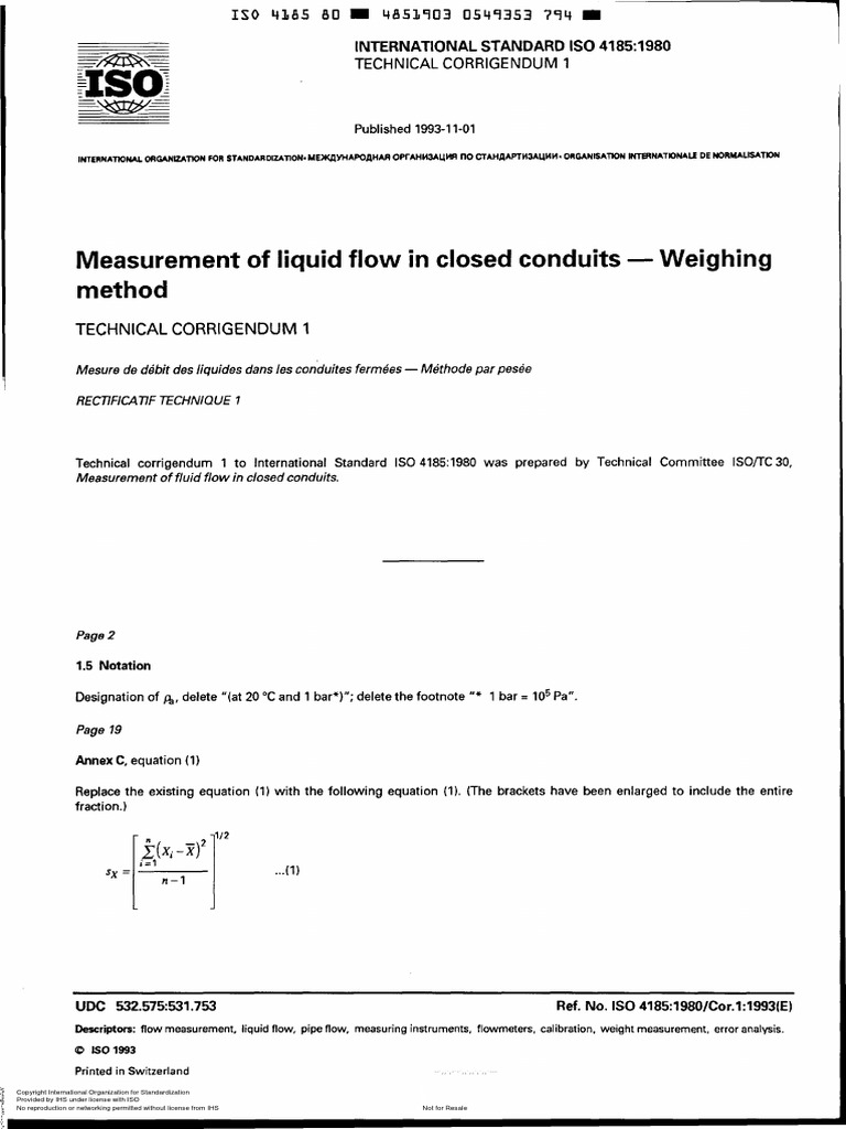 Iso 4185 1980 PDF | PDF | Weighing Scale | Calibration