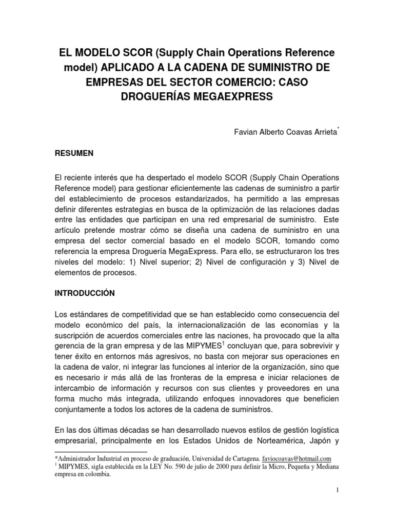 Modelo Scor 3 | PDF | Logística | Outsourcing