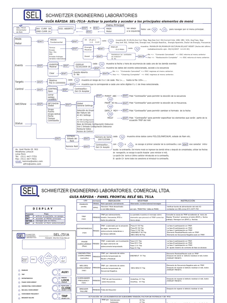 Guía Rápida SEL-751A: Menú y Contraseña | PDF | Relé | Contraseña