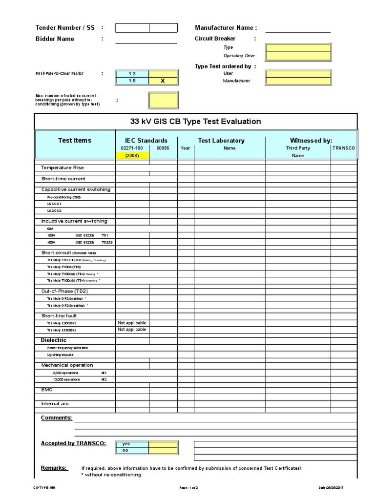 33 KV GIS CB Type Test Evaluation | PDF | Electric Power | Equipment