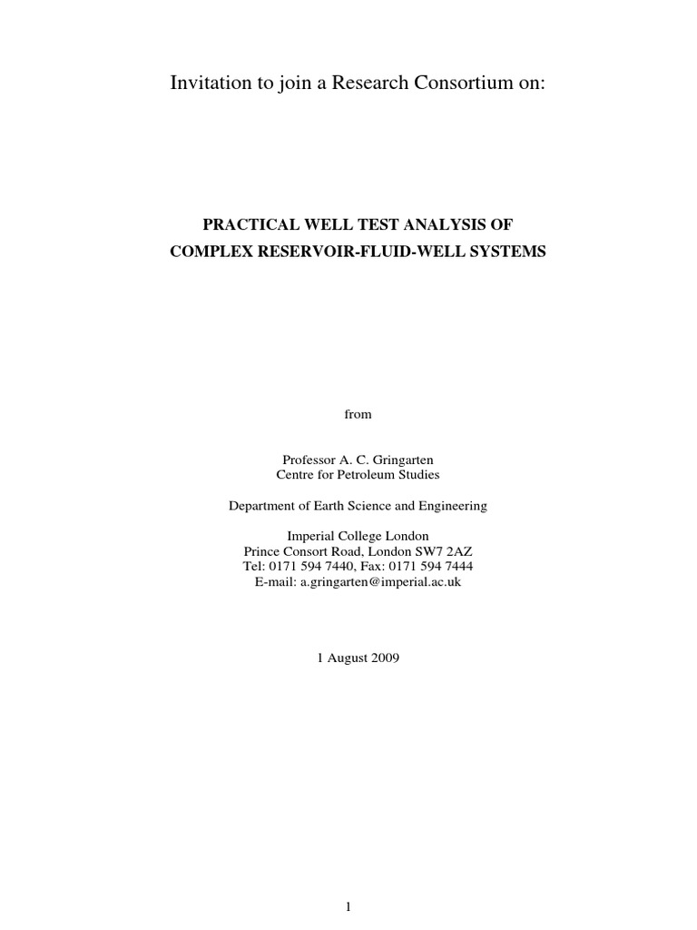 Proposal Complex Reservoir-Fluid-Well Systems 2010-2013 CH | PDF ...