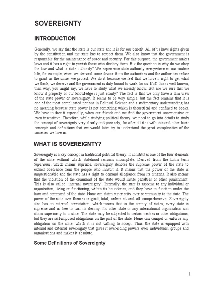 Sovereignty | PDF | Sovereignty | Sovereign State