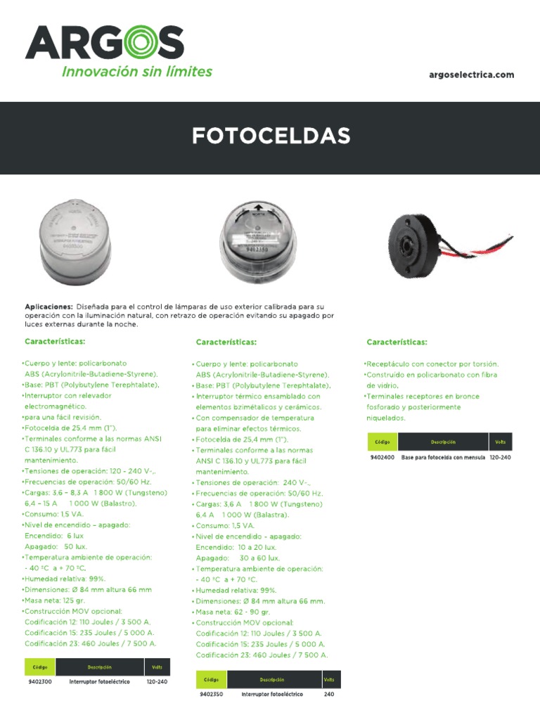 Ficha Tecnica Fotoceldas PDF | PDF