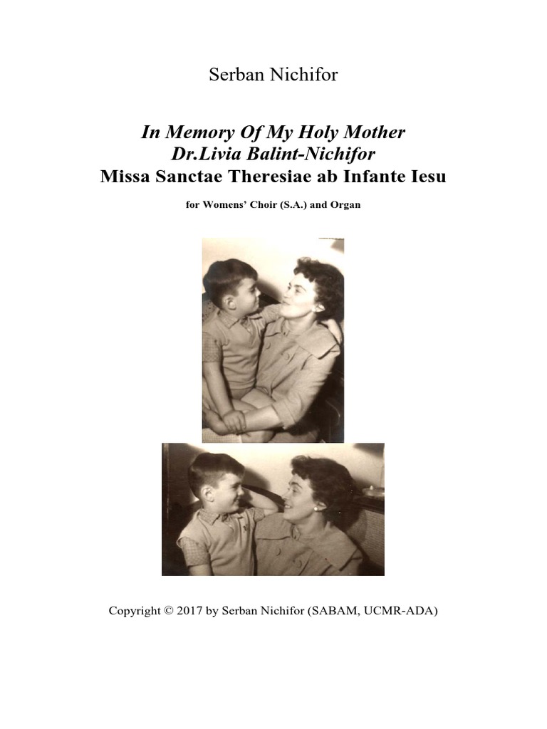 In Memory of My Holy Mother DR - Livia Balint-Nichifor: Missa Sanctae ...
