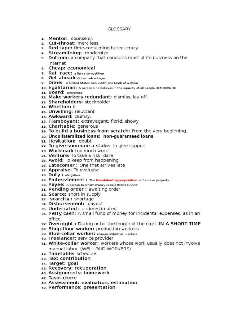 Business Glossary List | PDF | Lawsuit | Economies