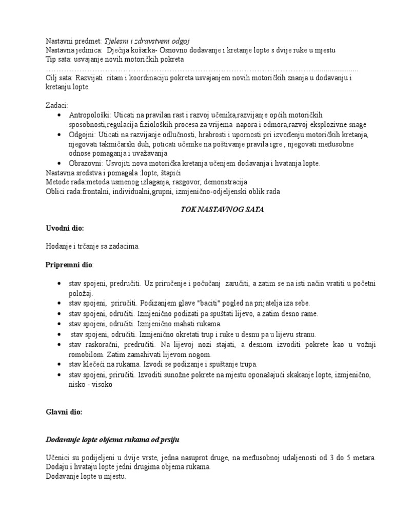 Djecija Kosarka Osnovno Dodavanje | PDF