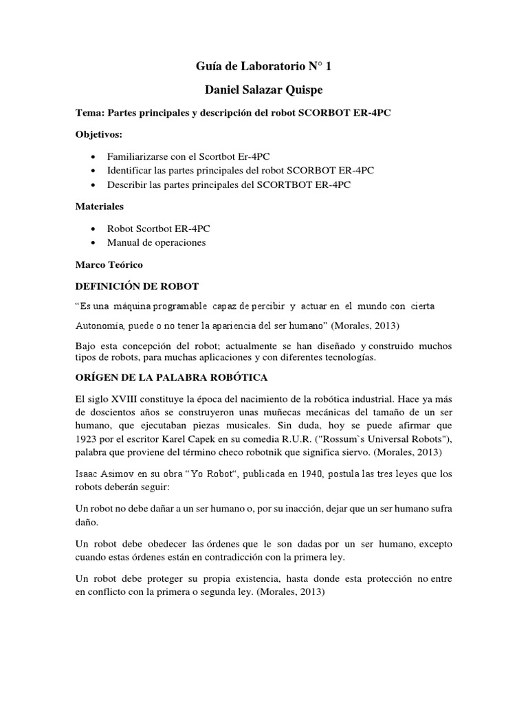 Guía de Laboratorio Scorbot | PDF | Robot | Robótica