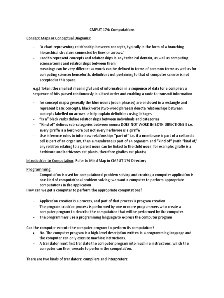 Cmput 174 Computation Vignette Notes Pdf Computer Program Programming