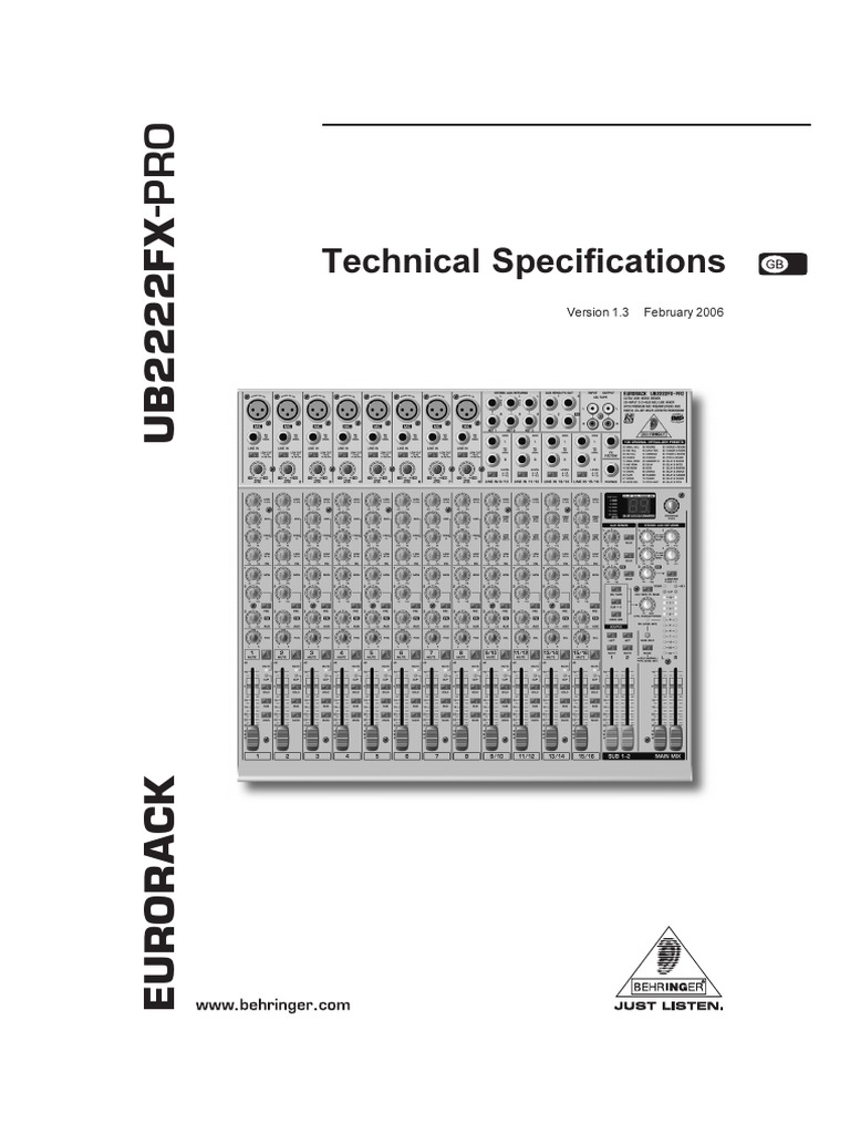 Behringer UB2222FX-PRO PDF | PDF | Decibel | Microphone
