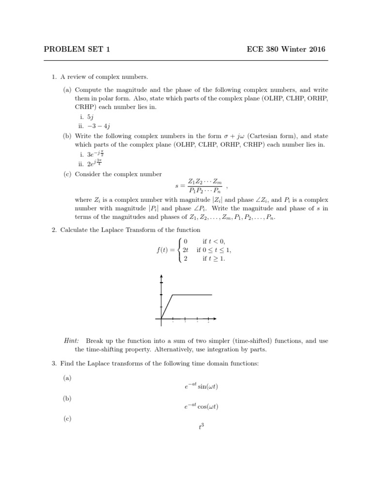 Analysis of Complex Numbers, Laplace Transforms, and Frequency Response Characteristics of ...