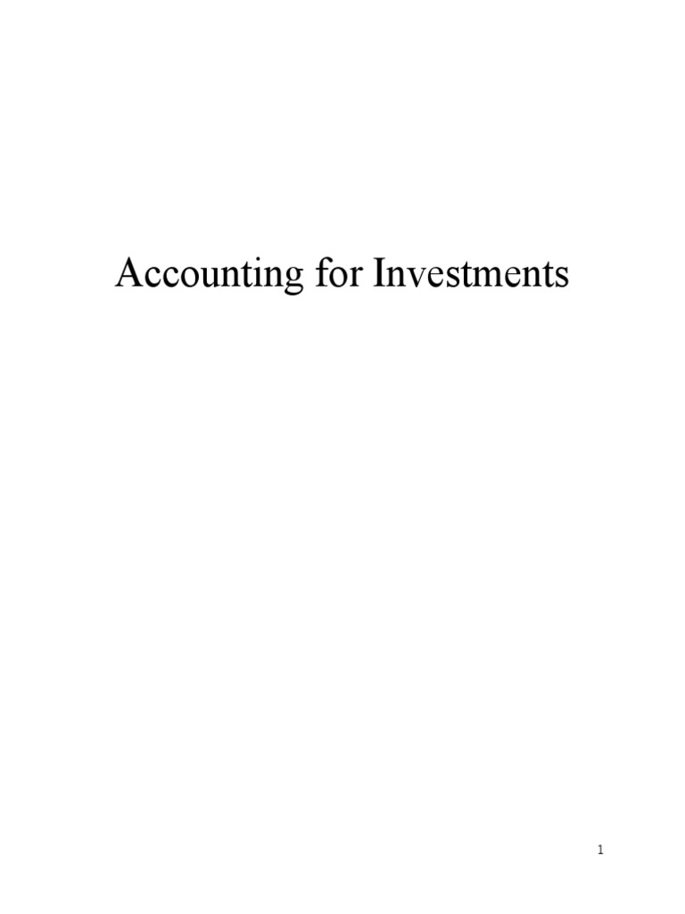 Accounting For Investments Thesis Done | PDF | Investing | Investor