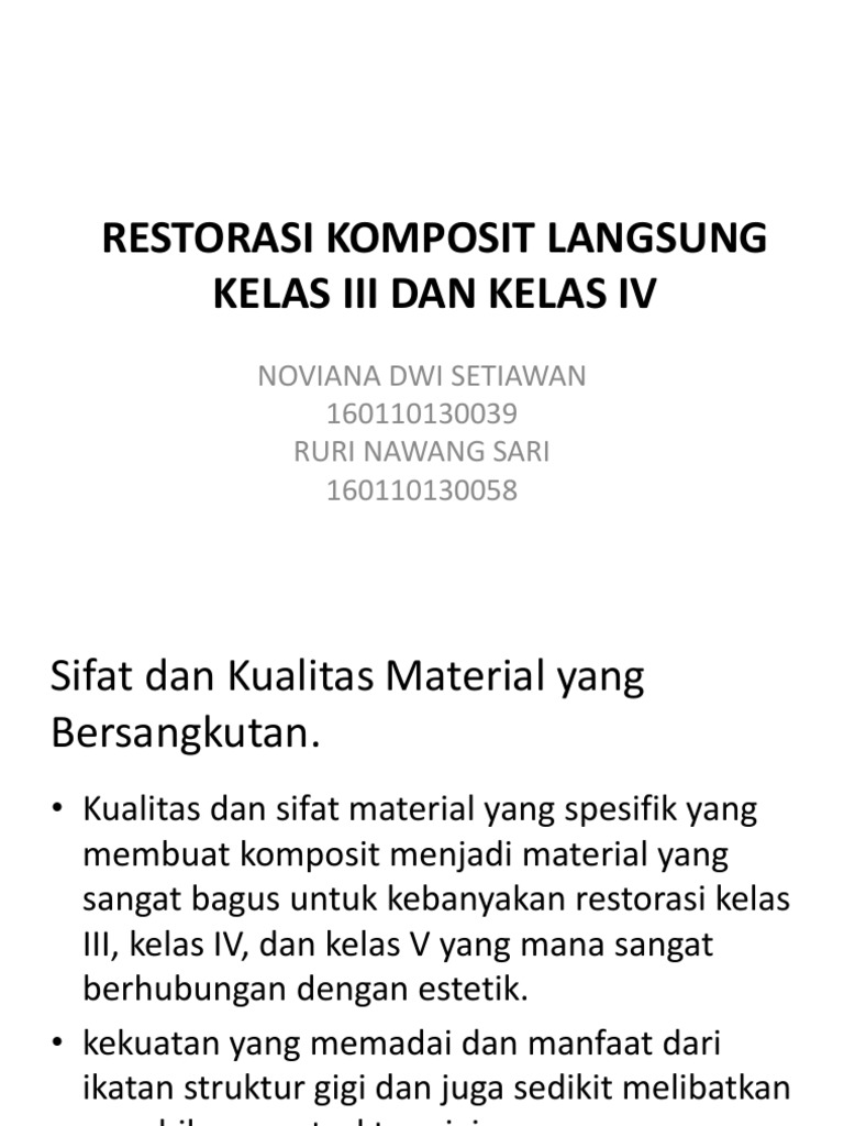 Restorasi Komposit Langsung Kelas III Dan Kelas IV | PDF | Sains & Matematika