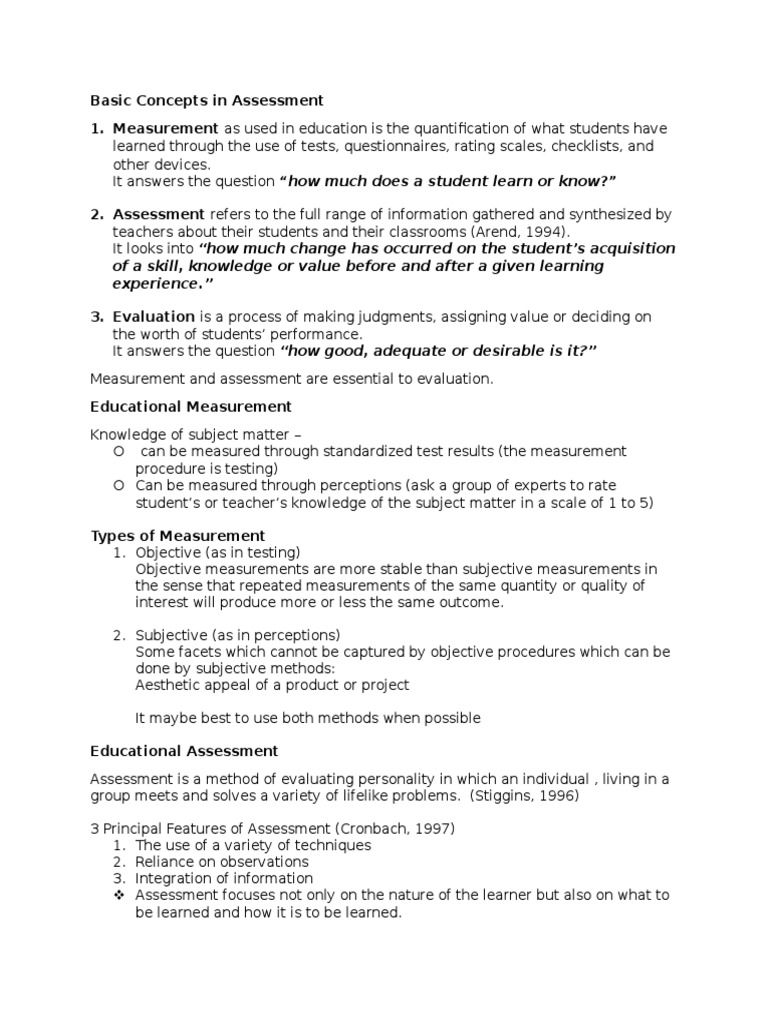 Basic Concepts in Assessment - Notes | Educational Assessment | Test ... Basic Concepts in Assessment - Notes | Educational Assessment | Test ...