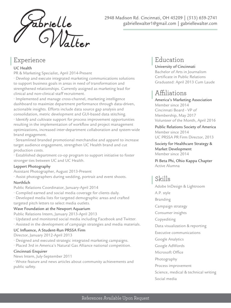 Gabrielle Walter Resume | PDF | Public Relations | Social Media
