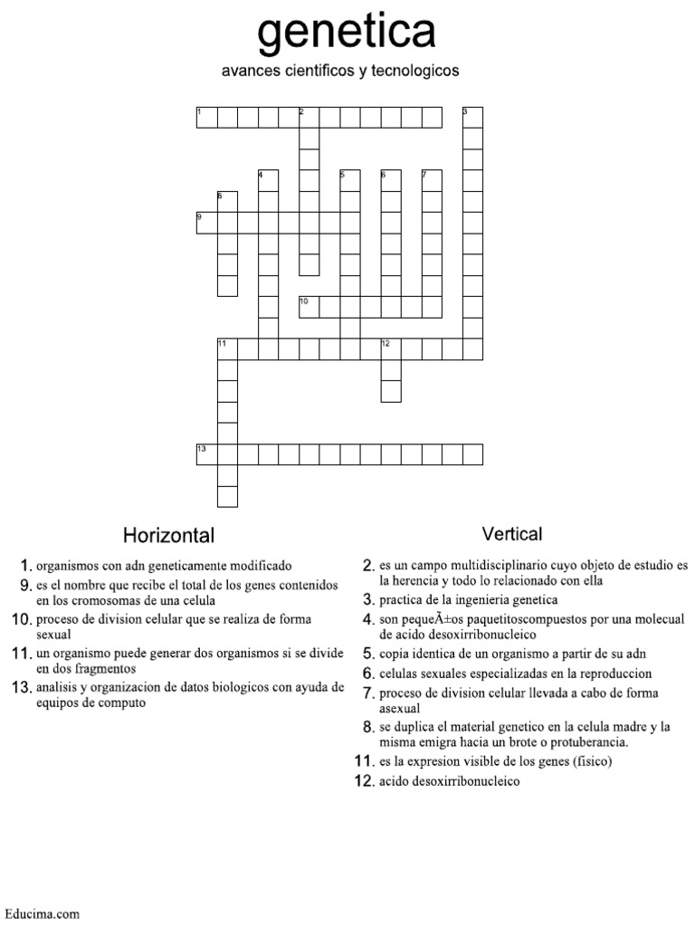 crucigrama genetica