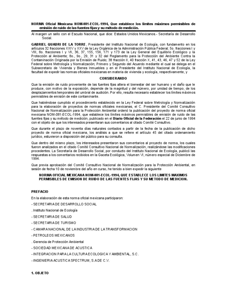 Nom 081 Ruido | PDF | Medición | Decibel