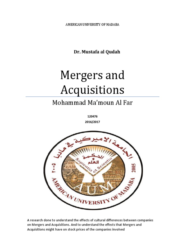 Final Graduation Project | Download Free PDF | Takeover | Mergers And ...
