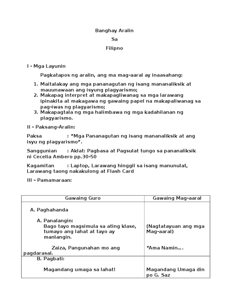 Final Demo - Banghay Aralin Sa Filipino | PDF