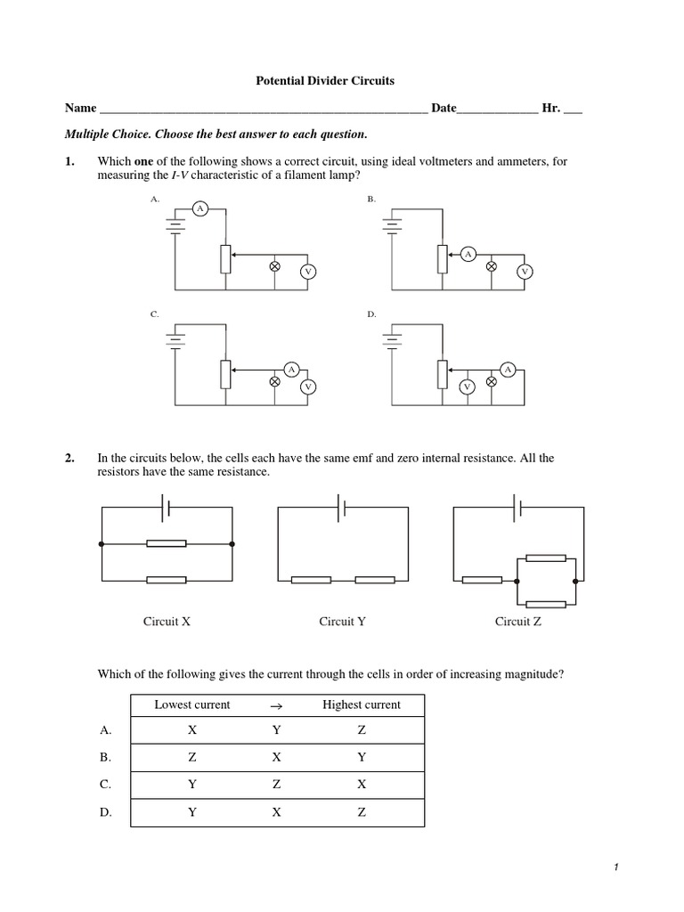 Potential Divider | PDF | Electrical Resistance And Conductance ...